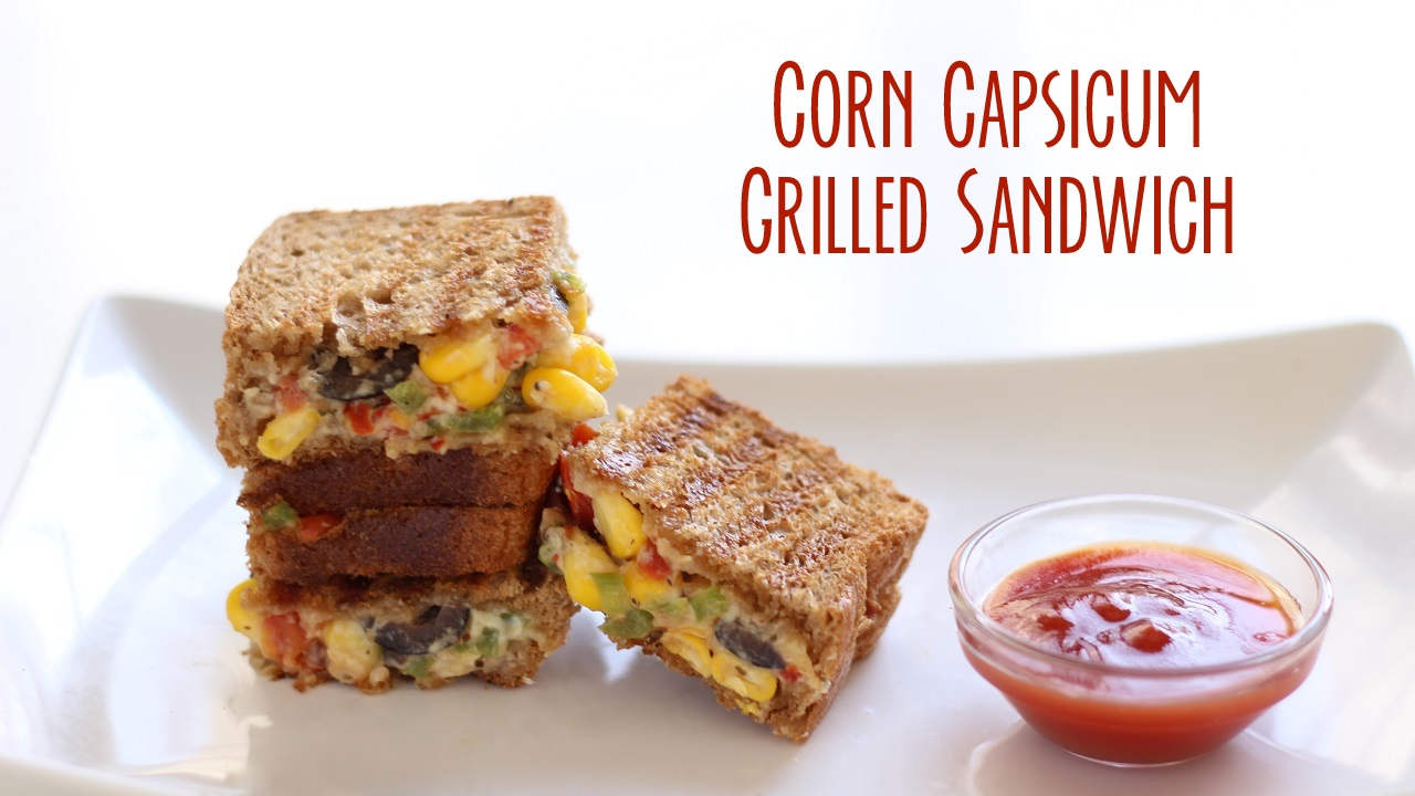 Corn Capsicum Sandwich Recipe, Corn Capsicum Grilled Sandwich Video ...